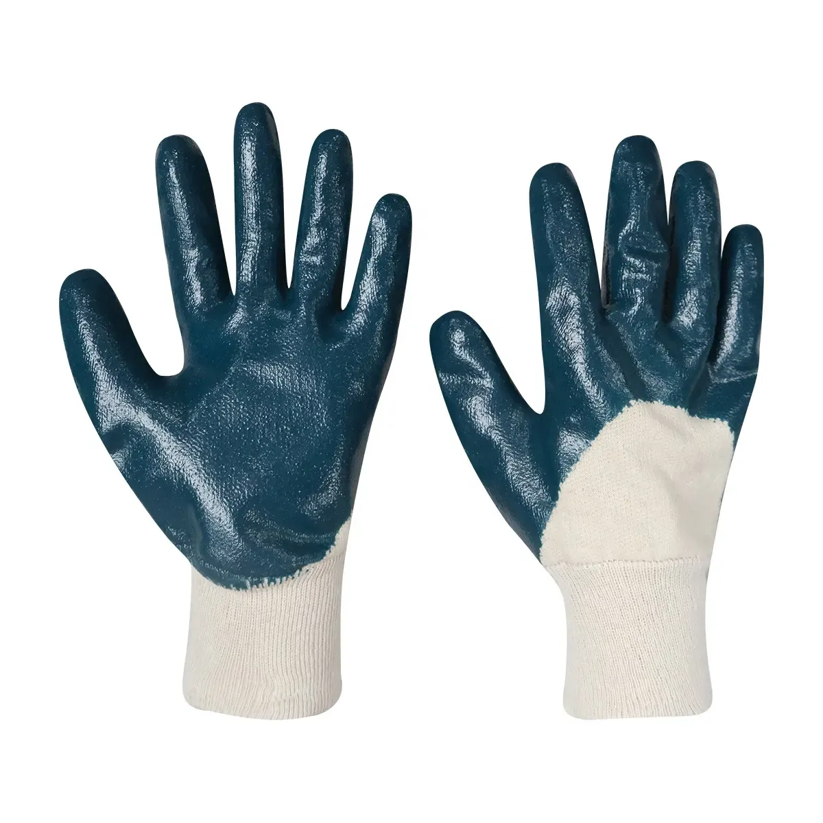 Knitted Cuff Jersey Liner Heavy Duty Nitrile Coated Work Gloves