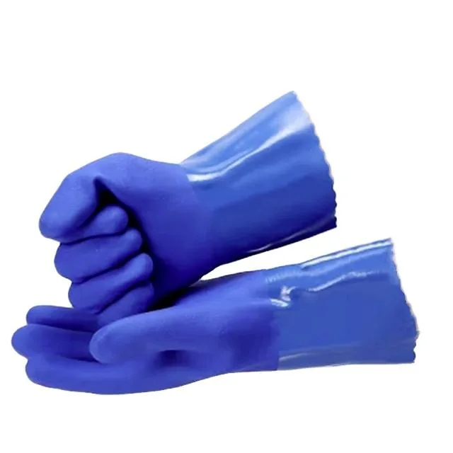 Heavy-Duty Blue PVC Work Gloves | Chemical & Oil Resistant Safety Gloves